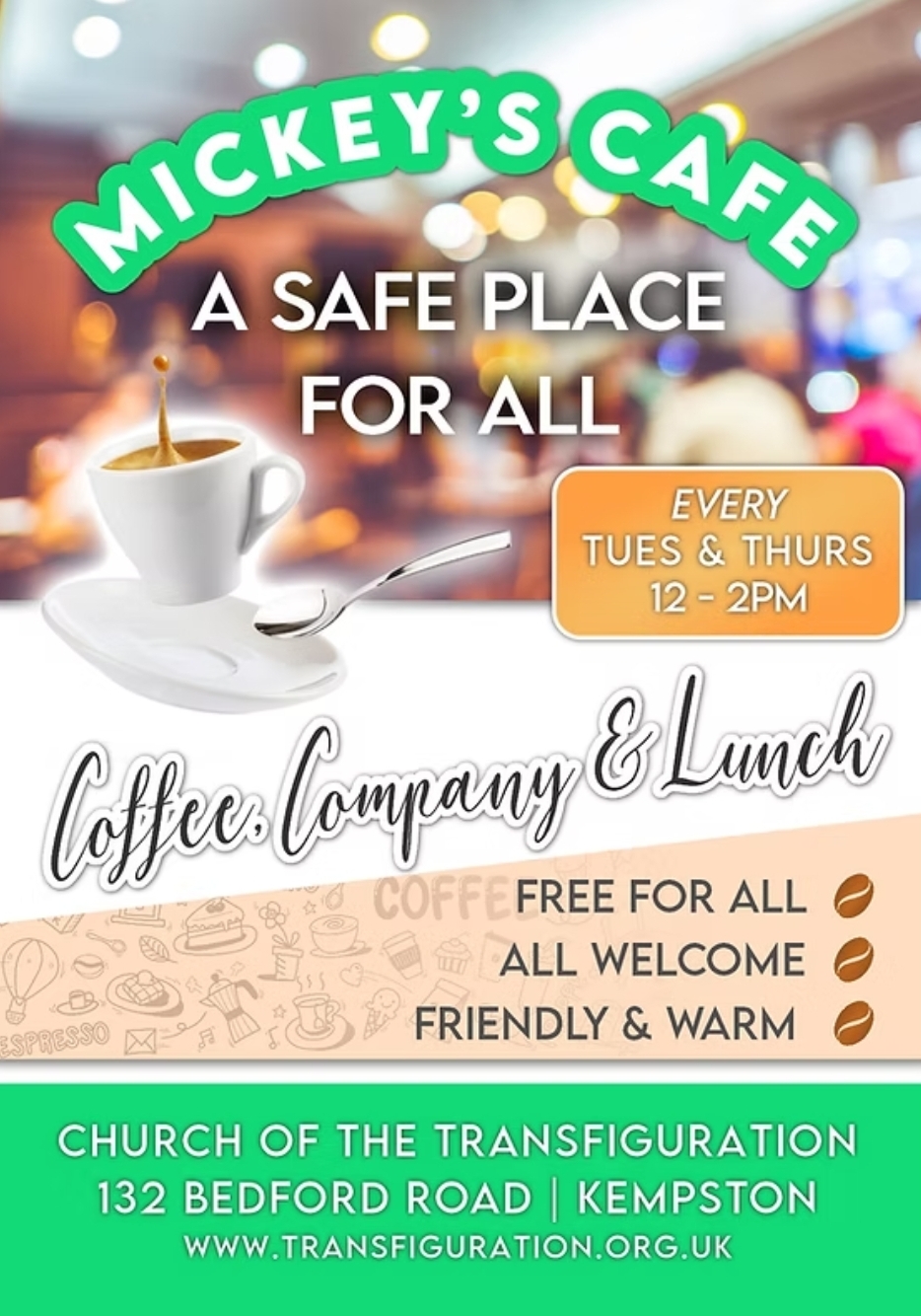 ☕️ FREE MICKEY'S CAFE - The Transfiguration Church in Kempston | What's Up Bedfordshire Events