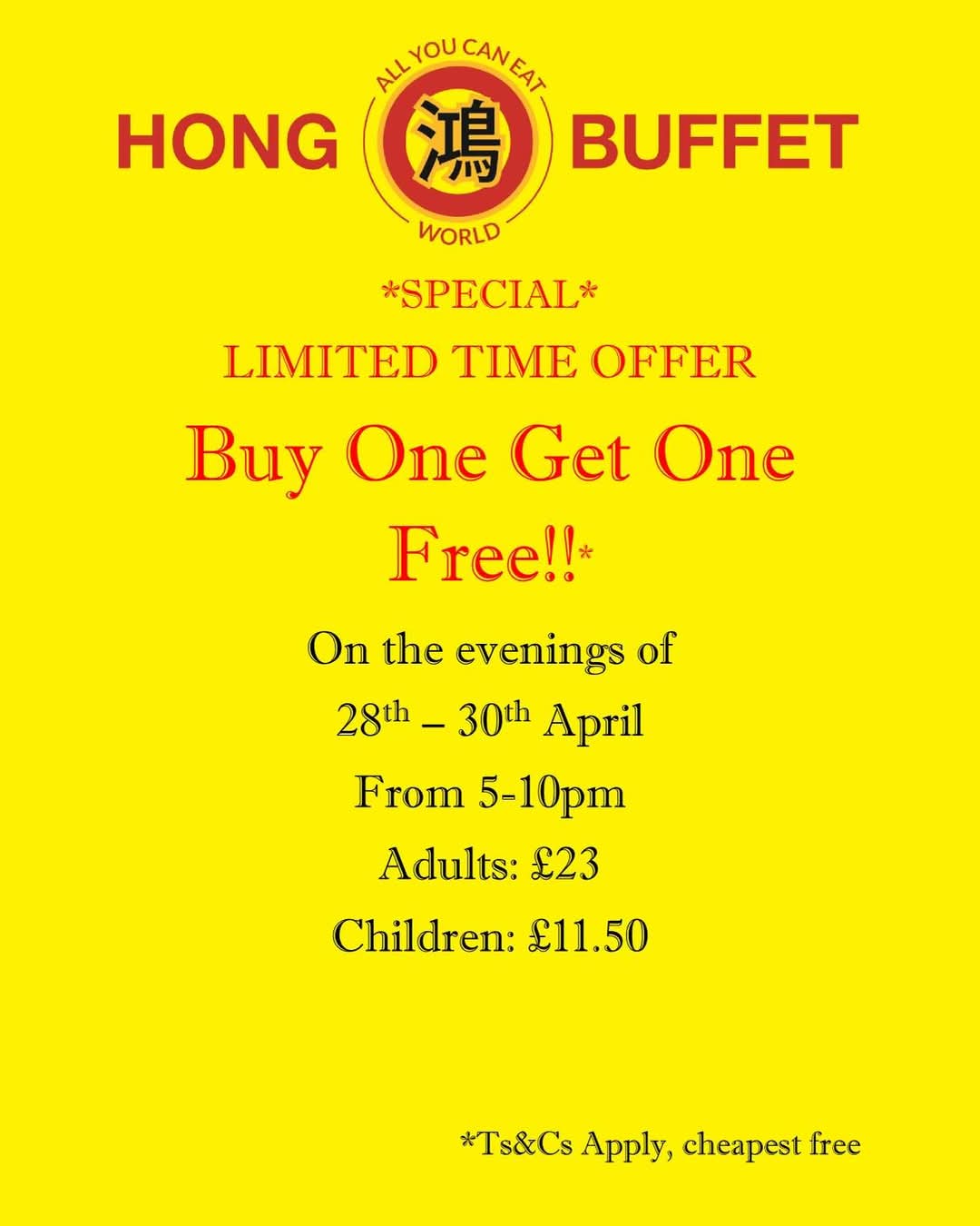 💥 Buy one get one free at Hong Buffet in Luton! | What's Up ...