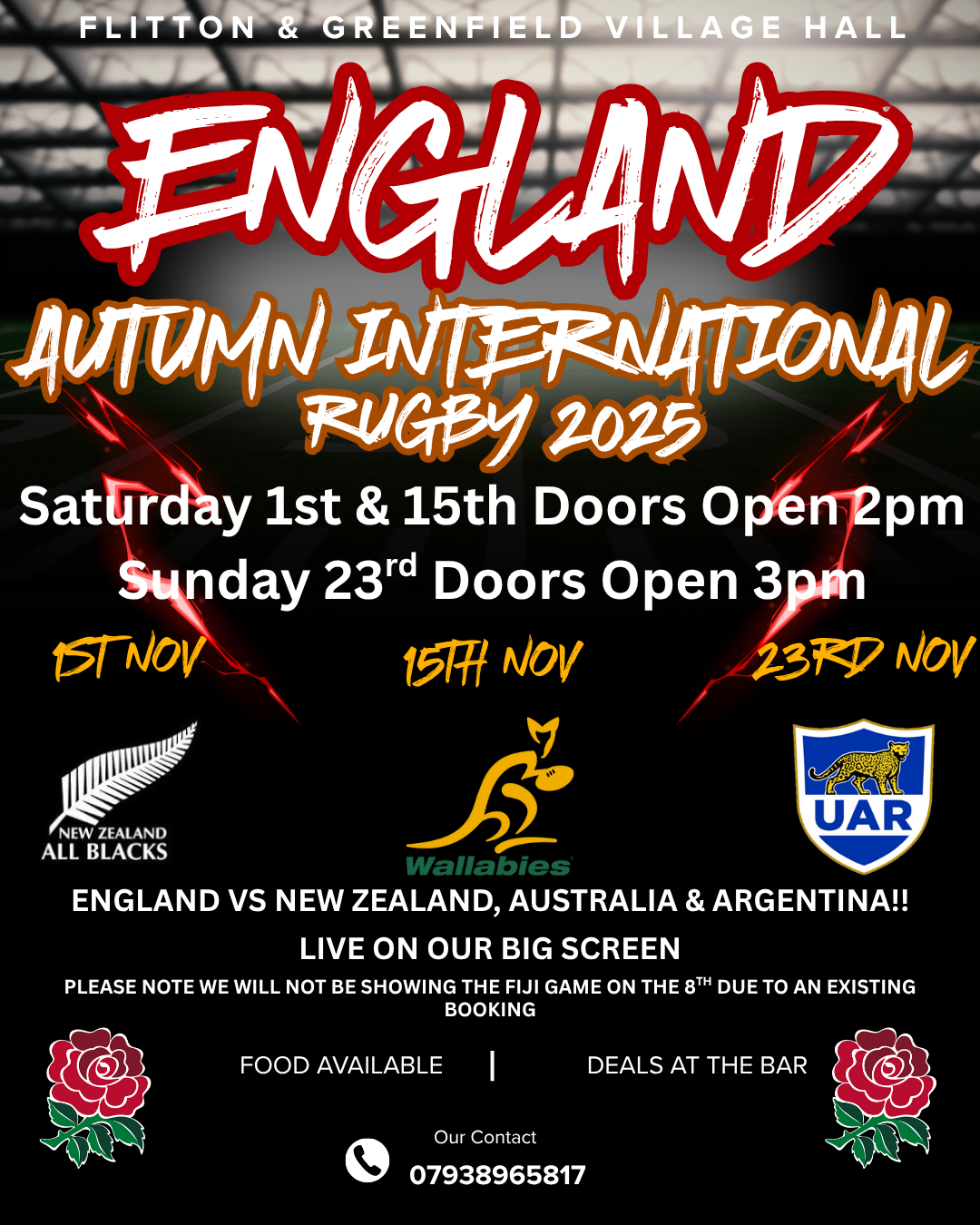 🏈 Autumn International Rugby 2025 - Flitton & Greenfield Village Hall ...