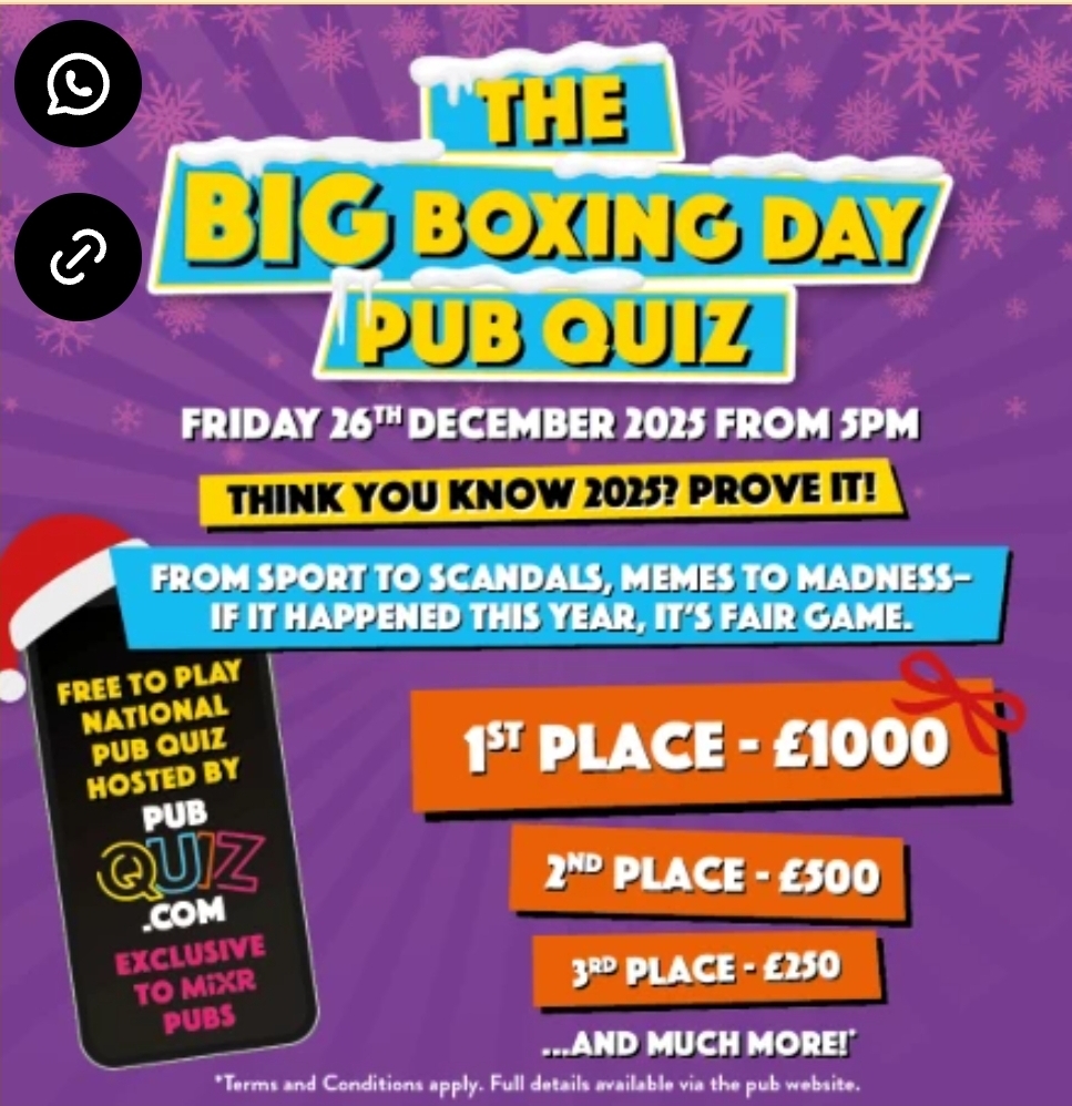 ️The Big Boxing Day Quiz 2025 - The Rose, Bedford | What's Up ...